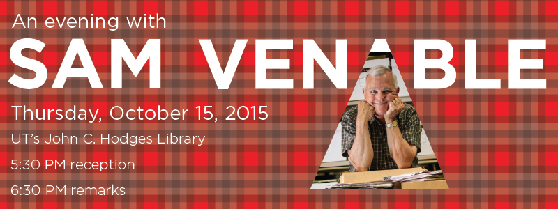 Humorist Sam Venable at UT Libraries, Oct. 15