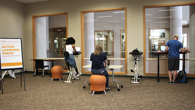Get Moving While You Study at Library’s New Active Learning Area